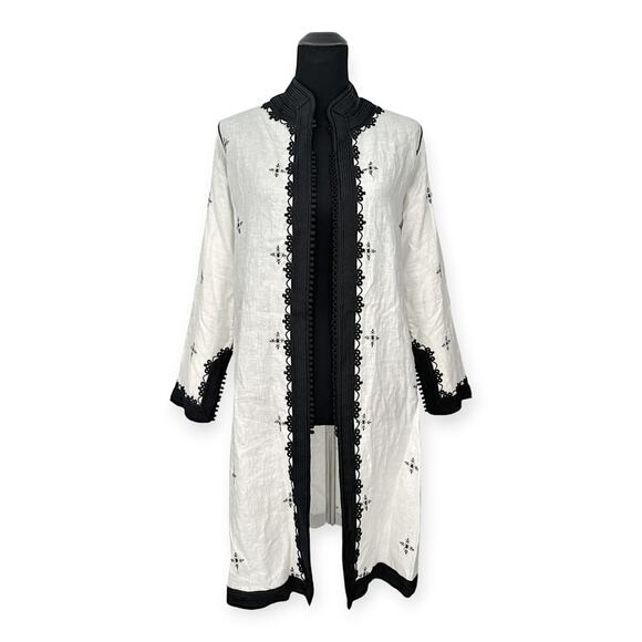 maison du caftan | Kaftans | Maison Du Caftan M White Linen Black Star ...